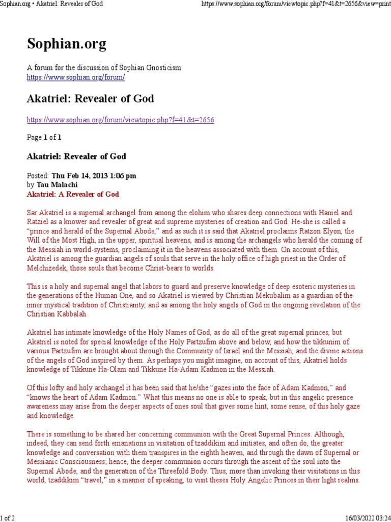 Akatriel - Revealer of God | PDF