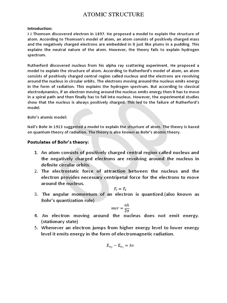 Atomic Structure | PDF