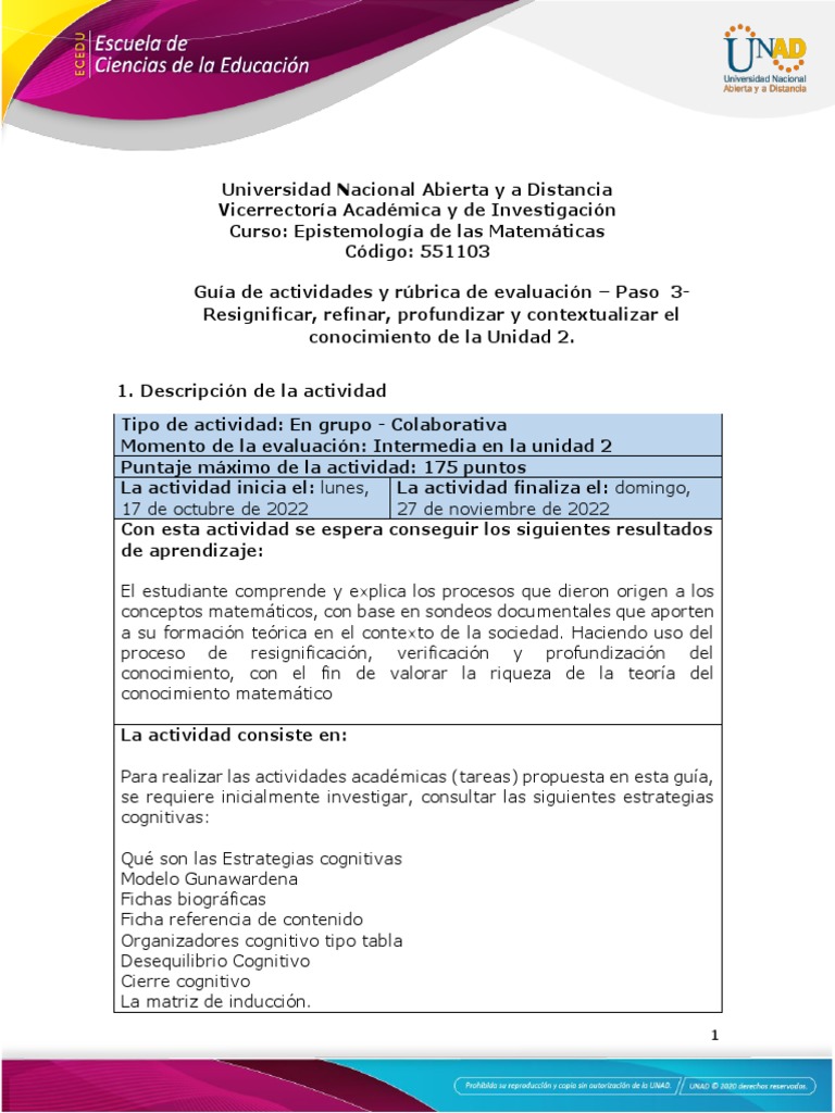Guía de Actividades y Rúbrica de Evaluación - Unidad 2 - Paso 3 - Resignificar, Refinar ...