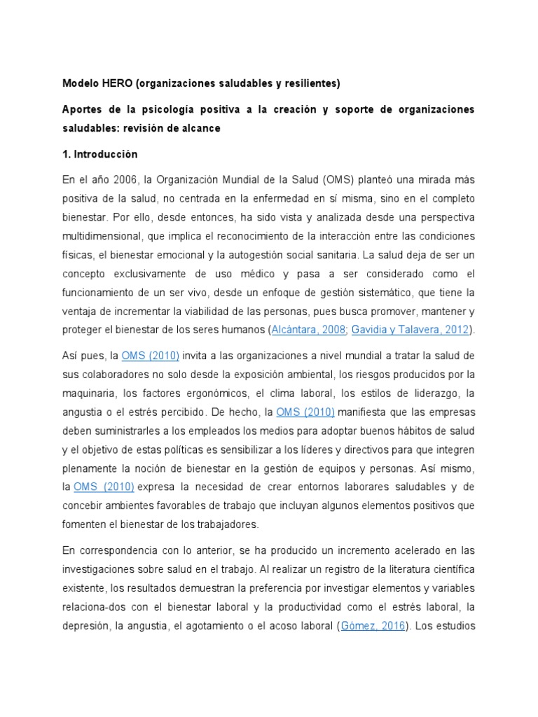 Artículo Modelo HERO | PDF | Psicología industrial y organizacional ...
