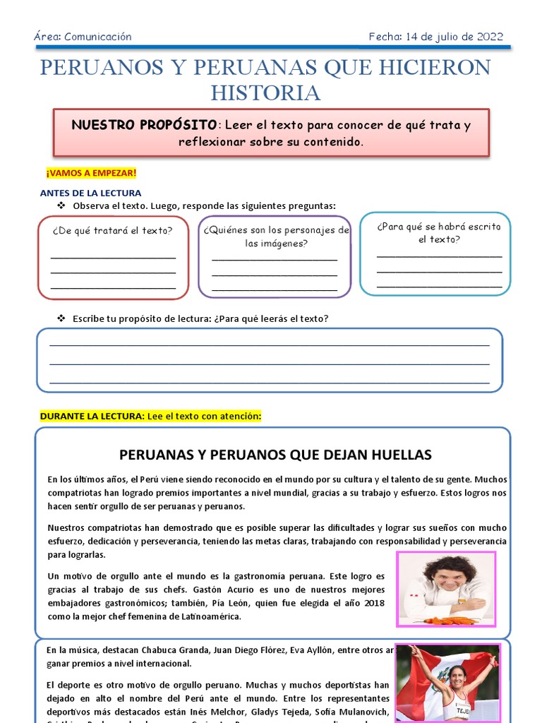 DIA 4 Peruanos y Peruanas Que Hicieron Historia | PDF | Perú