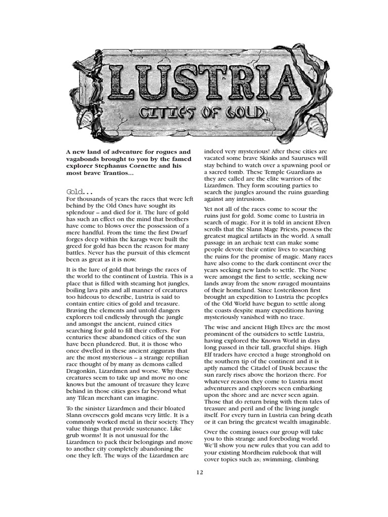 Lustria: Quest for Gold and Magic | PDF | Fantasy