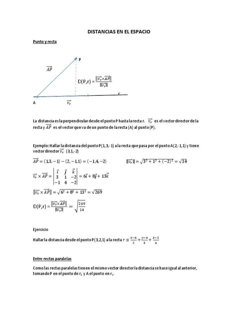 Distancias en el Espacio: Puntos y Rectas | PDF | Geometria plana ...