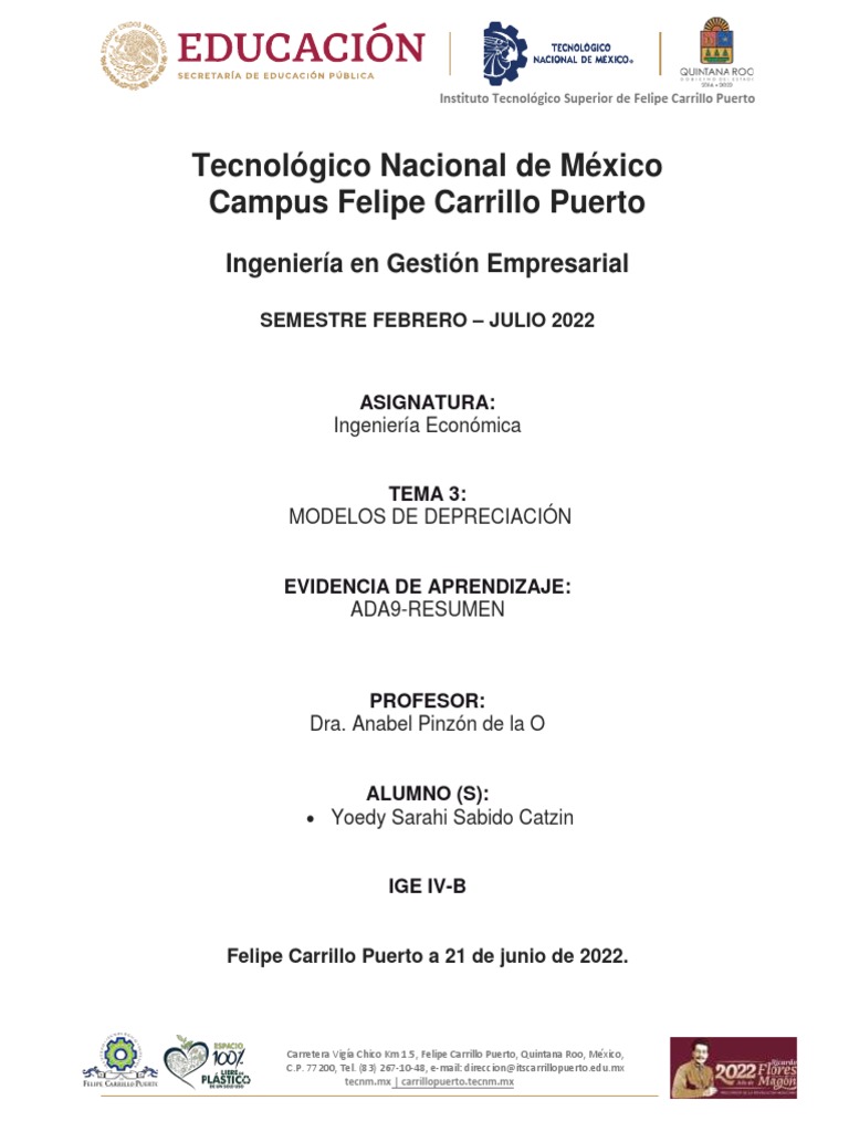 Ada9. Resumen | PDF | Depreciación | Amortización (Negocio)