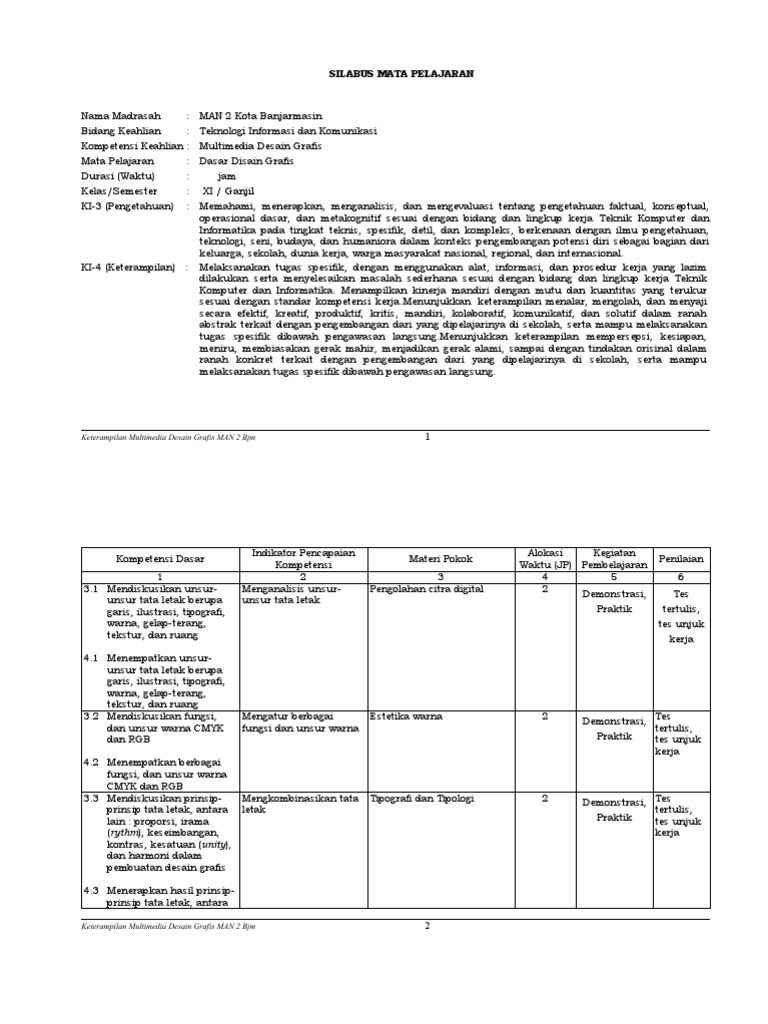 01 Multimedia SILABUS Photoshop | PDF