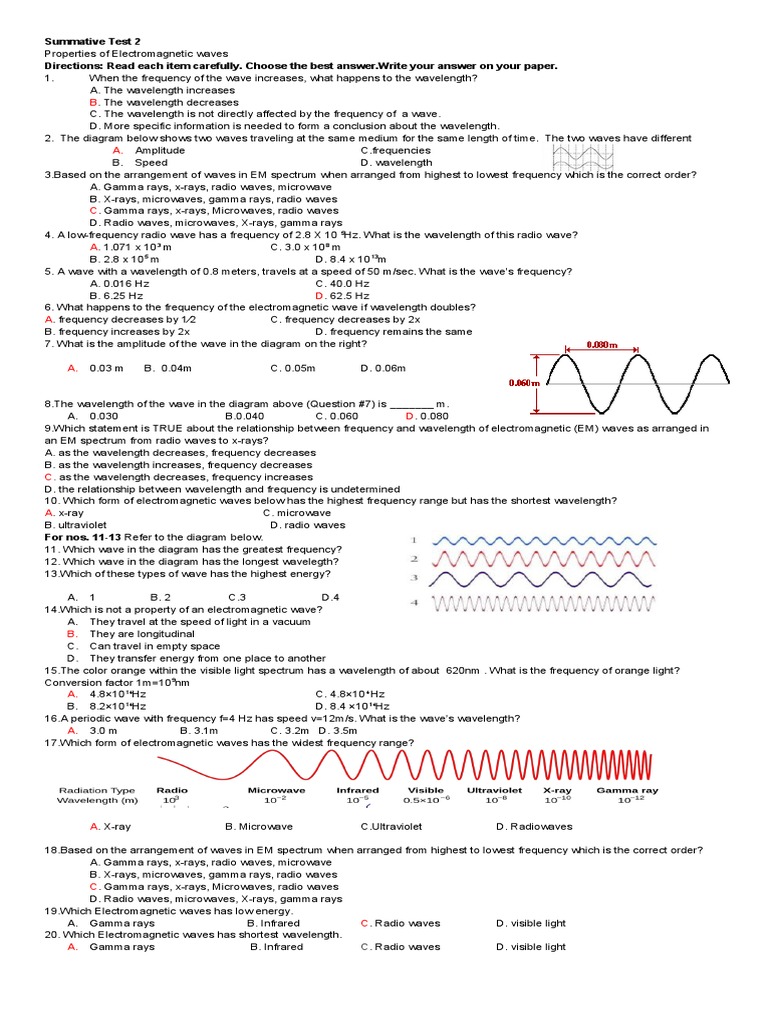 DAY 4 - Q2 Summative Test 2-PROPERTIES OF EM WAVES | PDF ...