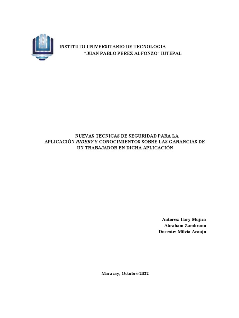 Proyecto Iutepal | PDF | Valores | Pasajero