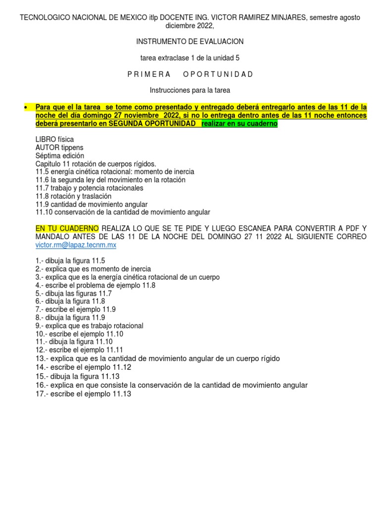 3ro D y 3ro C Tarea 1 Unidad 5 Dinamica Unidad 5 Primera Oportunidad | PDF