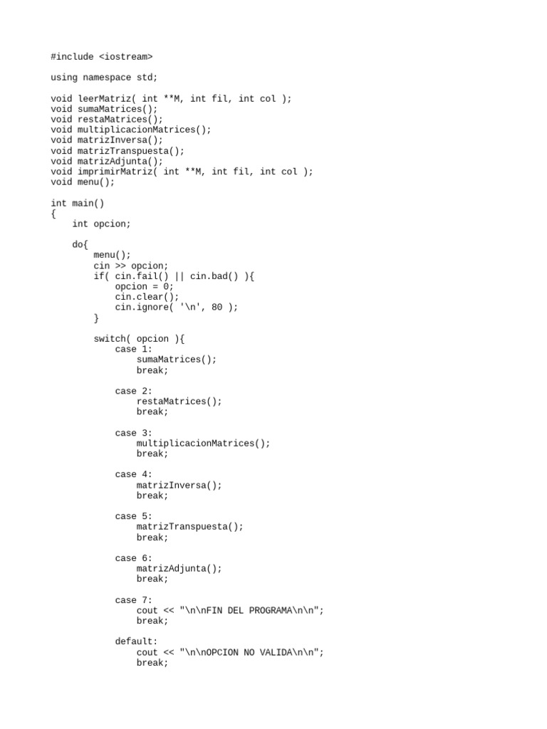 Calculadora Matriz Completa | PDF