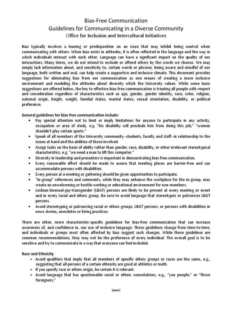 Bias-Free Communication 2009 | PDF
