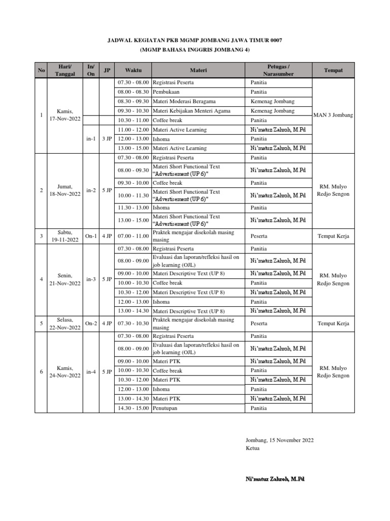 Jadwal Workshop-1 | PDF