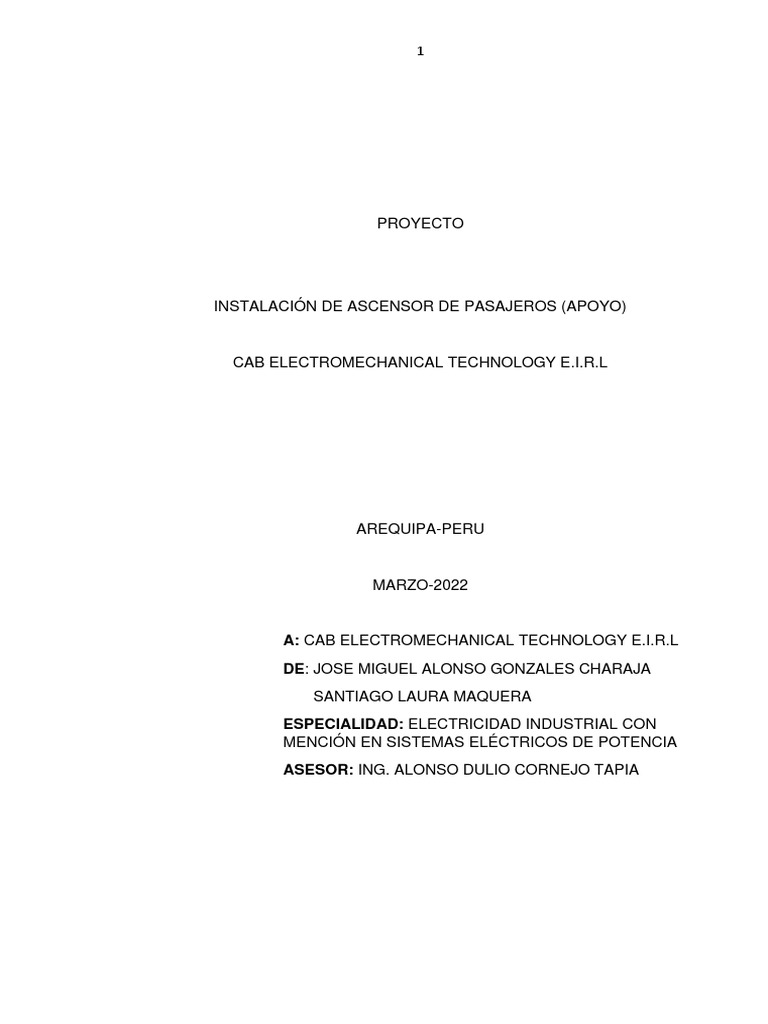 PROYECTO | PDF | Ascensor | Perforar