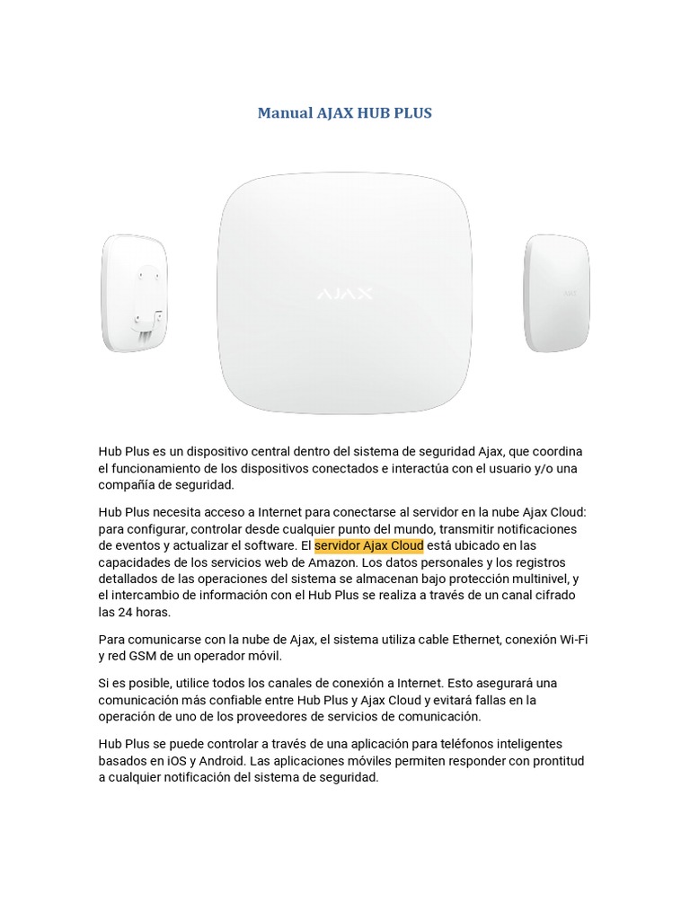 MANUAL Ajax Hub Plus | PDF