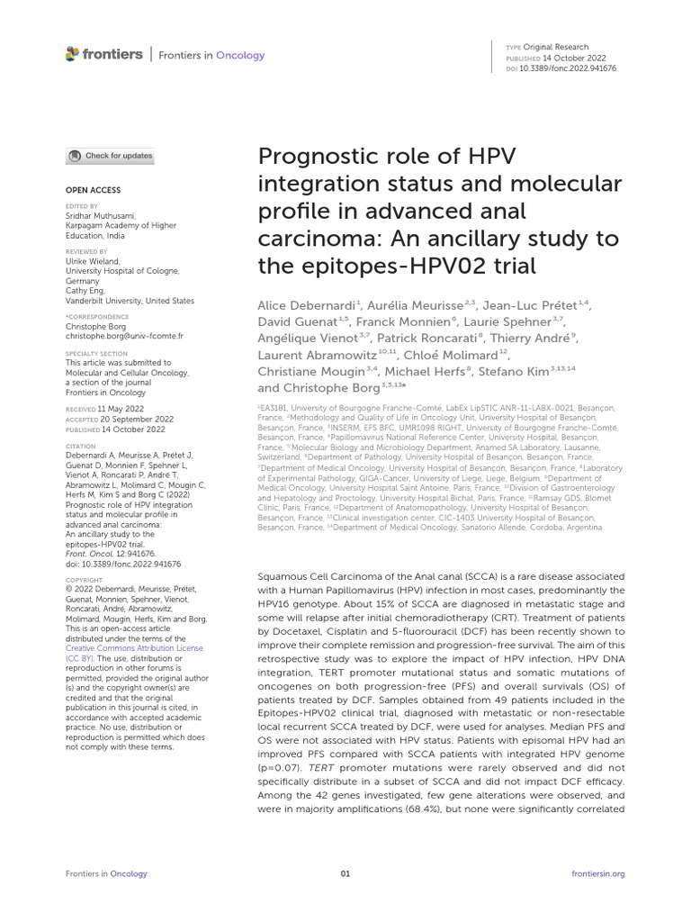 Prognostic Role of HPV Integration Status and Molecular Profile in ...