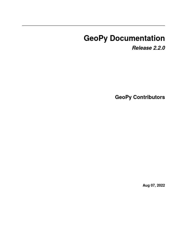 GeoPy Documentation: A Guide to Geocoding Libraries and Capabilities | PDF
