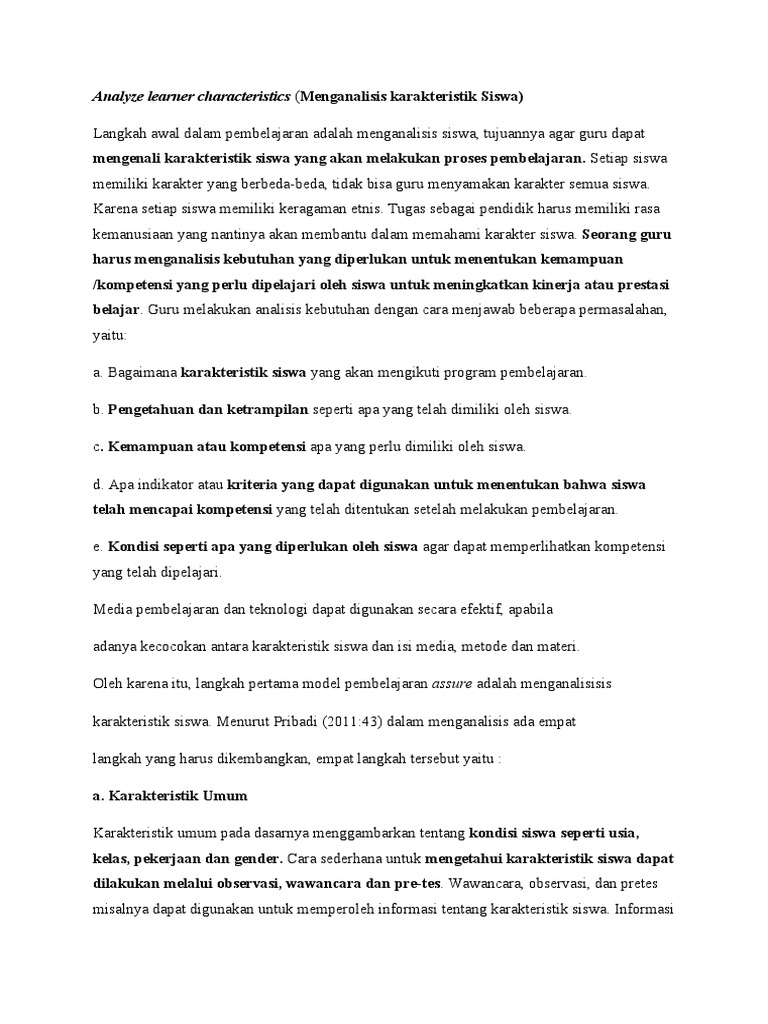 Analyze Learner Characteristics | PDF | Karier & Perkembangan | Pengembangan Diri