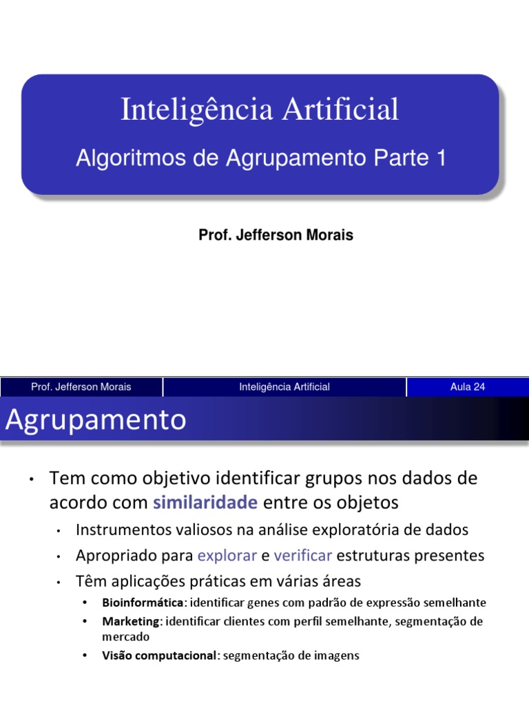 Aula 24 Algoritmos Agrupamento p1 | PDF | Inteligência artificial ...