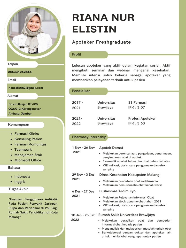 CV - Riana Nur Elistin | PDF