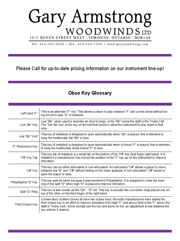 Oboe Key Guide | PDF