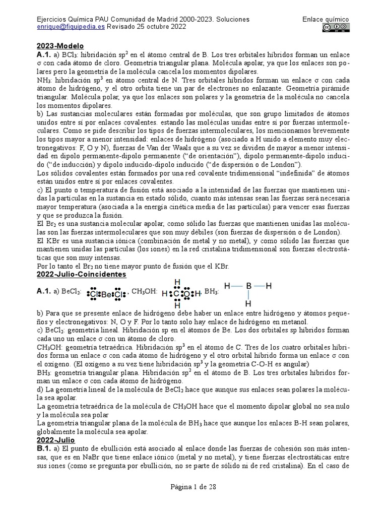 Q3 PAU EnlaceQuimicoPropiedadesSustancias Soluc | PDF | Enlace químico ...