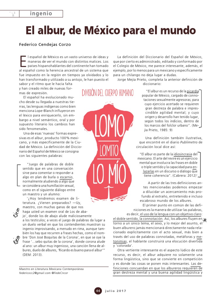 El Albur: Juego Lingüístico Mexicano | PDF | Estudios de idiomas ...