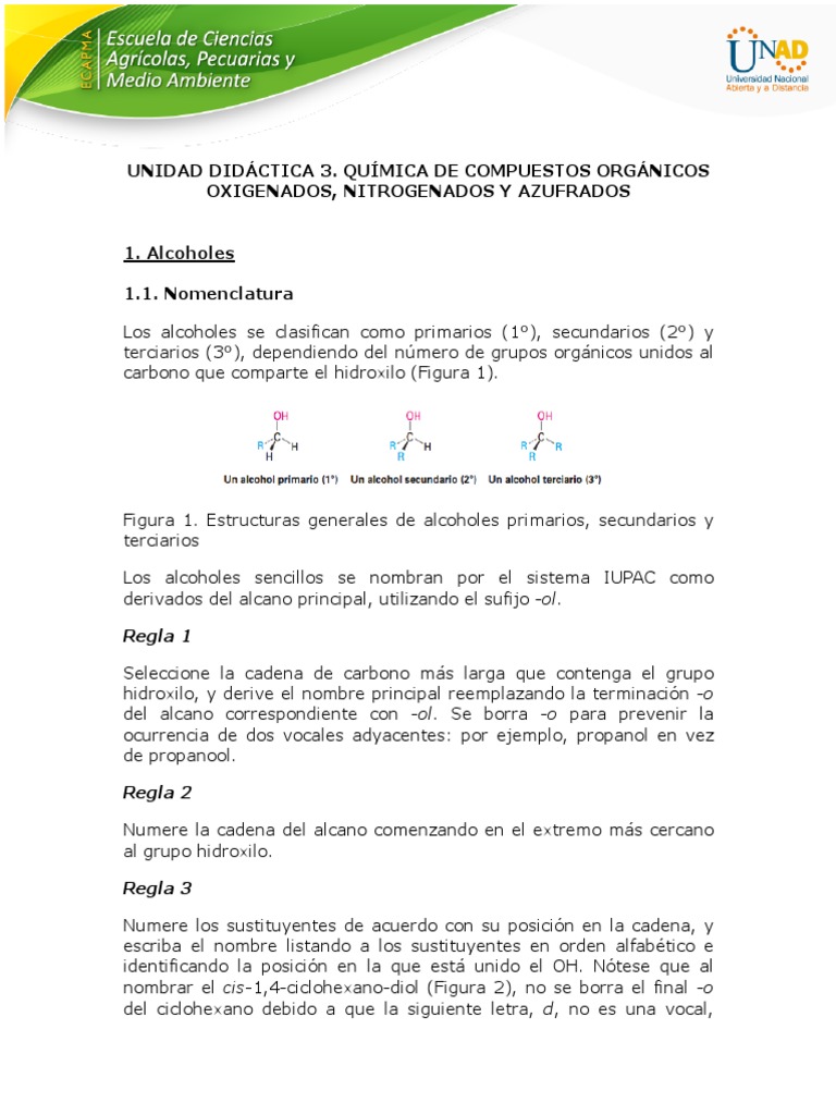 Unidad Didactica 3. Química de Oxigenados, Nitrogenados y Azufrados | PDF