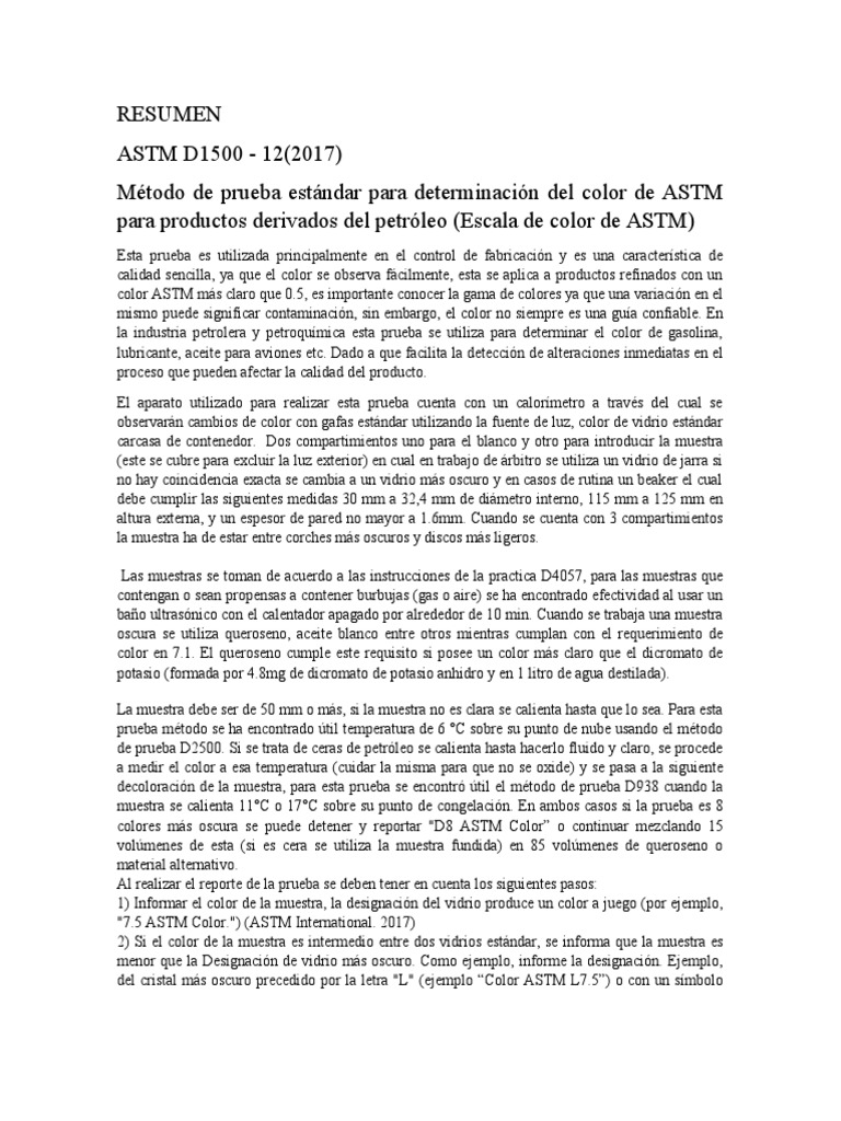 Resumen ASTM D1500 | PDF