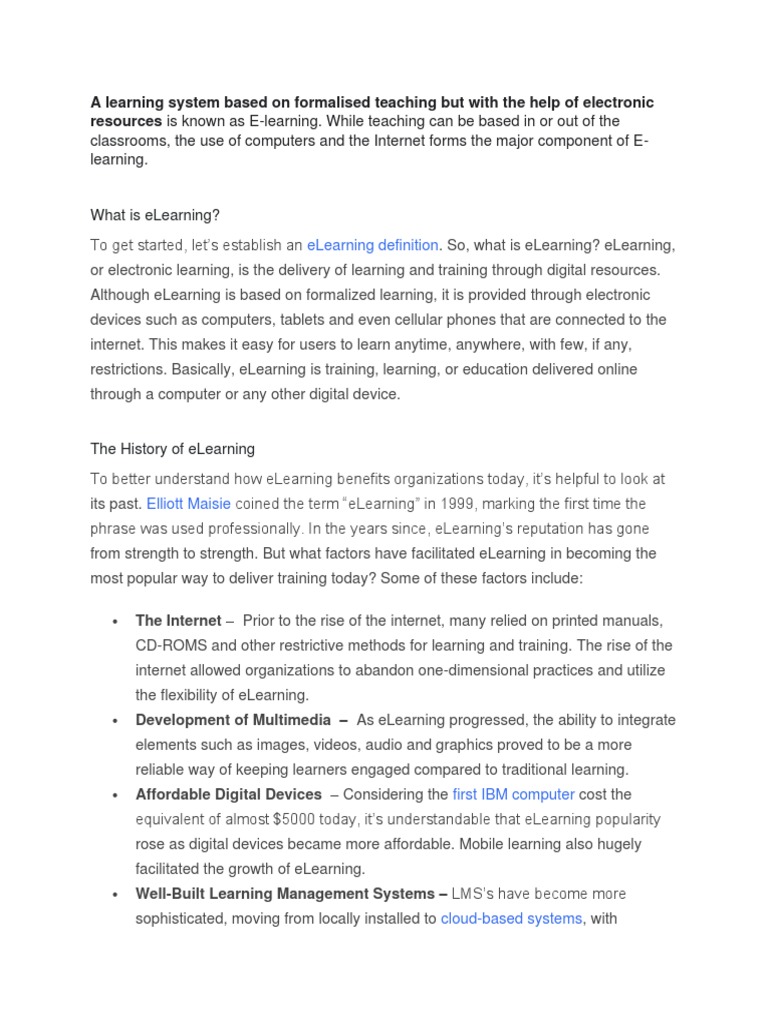 E Learning | PDF | Educational Technology | Learning