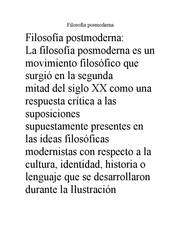 Filosofía Posmoderna: Conceptos Clave | PDF | Filosofía | Historia