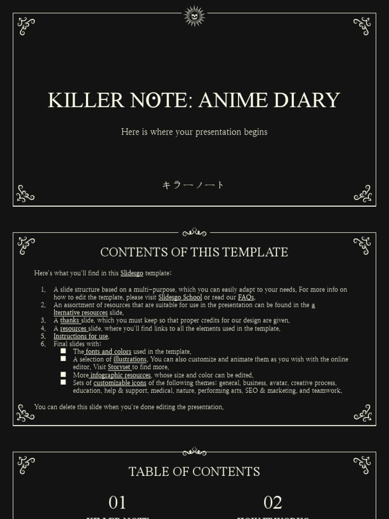 Killer Note_ Anime Diary by Slidesgo | PDF | Planets | Saturn
