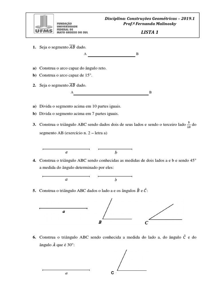 Lista 1 - Construções Geométricas | PDF