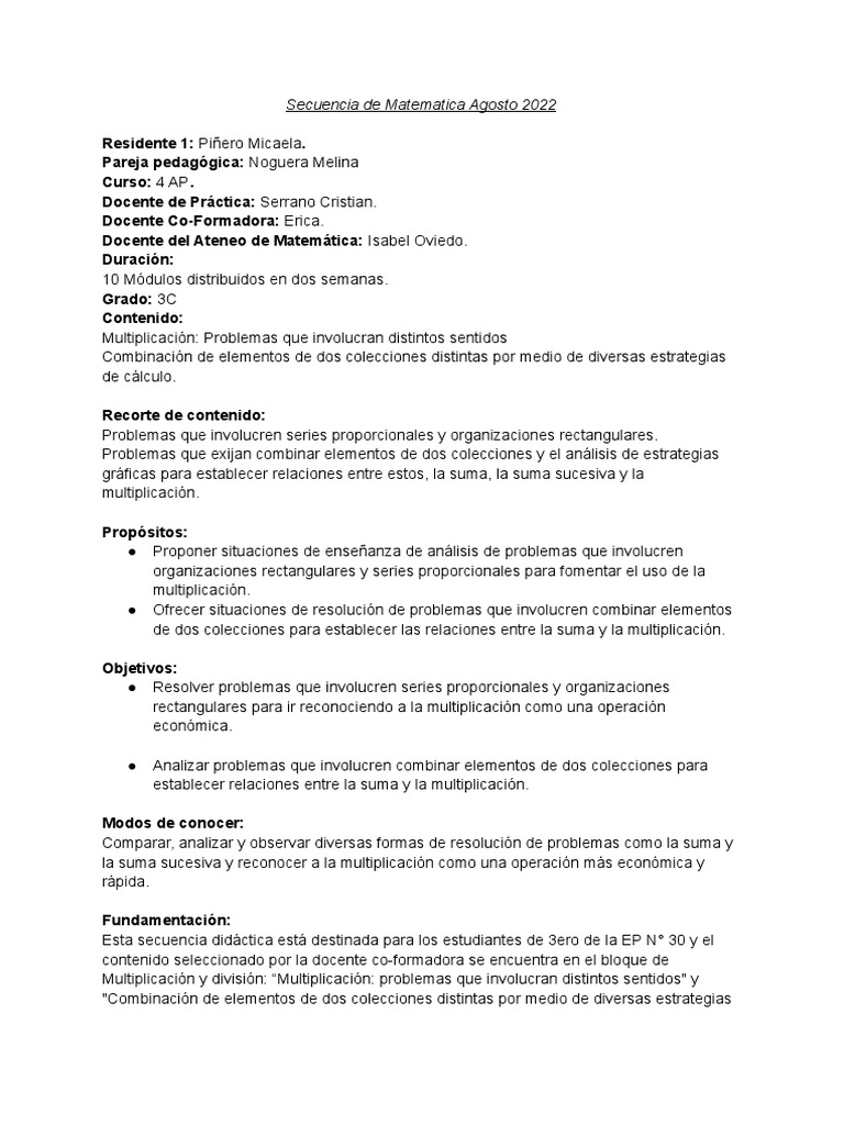 Borrador 2 de Matematica Agosto | PDF | Educación primaria