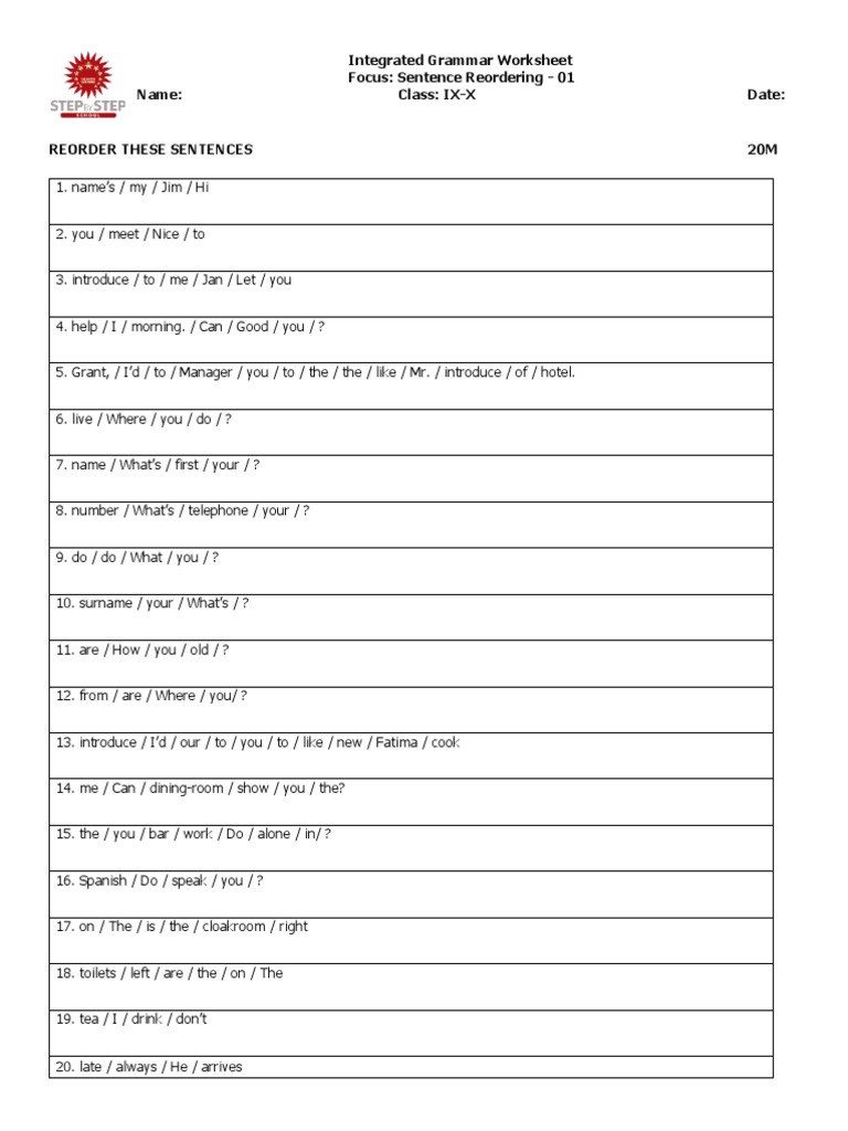 Integrated Grammar Worksheet - 2 | PDF | Cuisine | Food And Drink