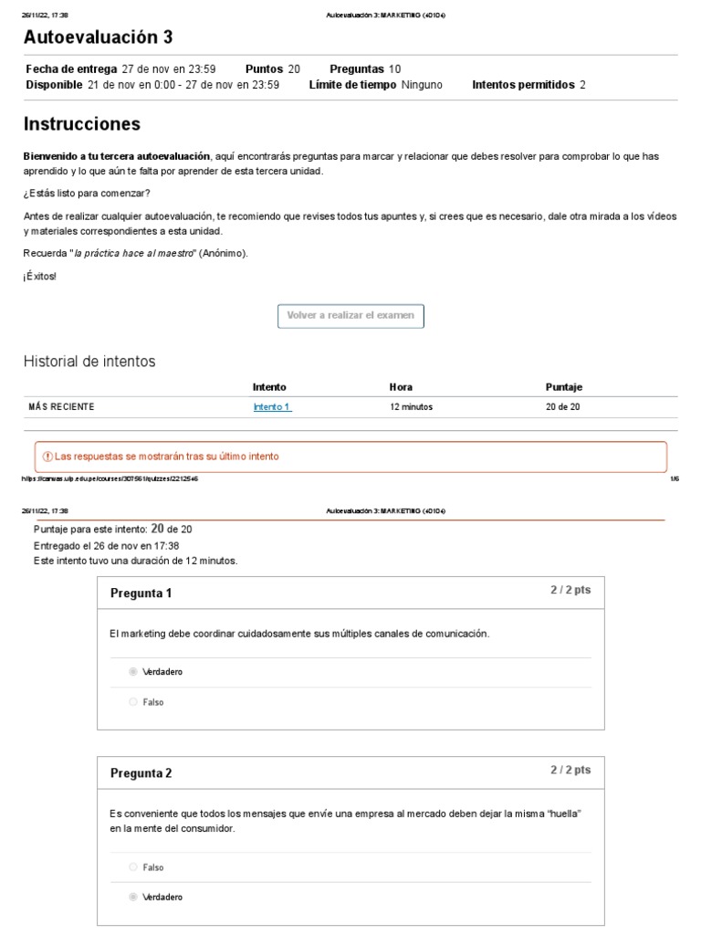 Autoevaluación 3 - MARKETING (40104) | PDF | Marketing | Mercado (economía)