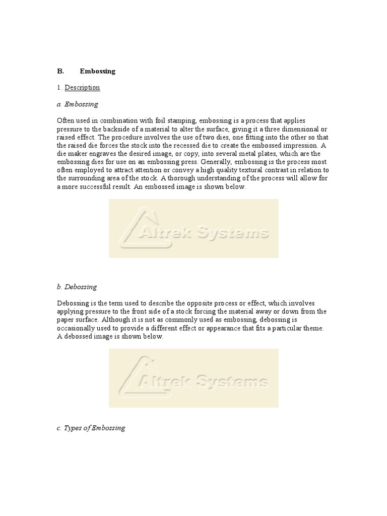 Embossing | PDF | Printing | Artistic Techniques