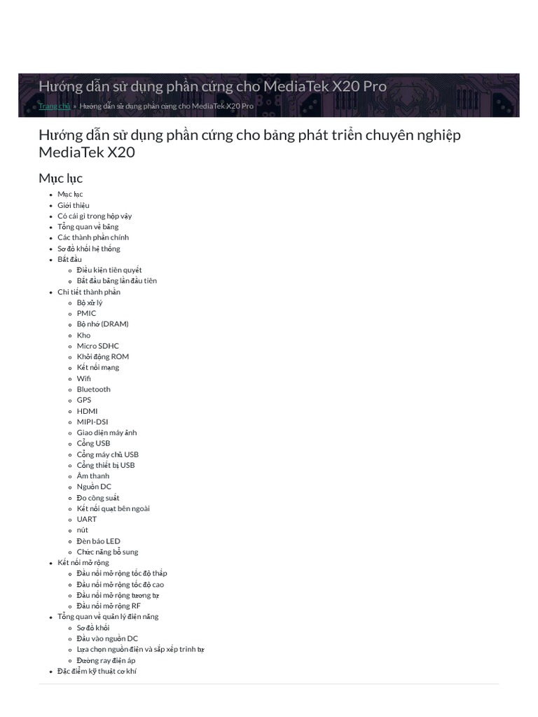 Hướng dẫn sử dụng phần cứng cho MediaTek X20 Pro - 96Boards | PDF