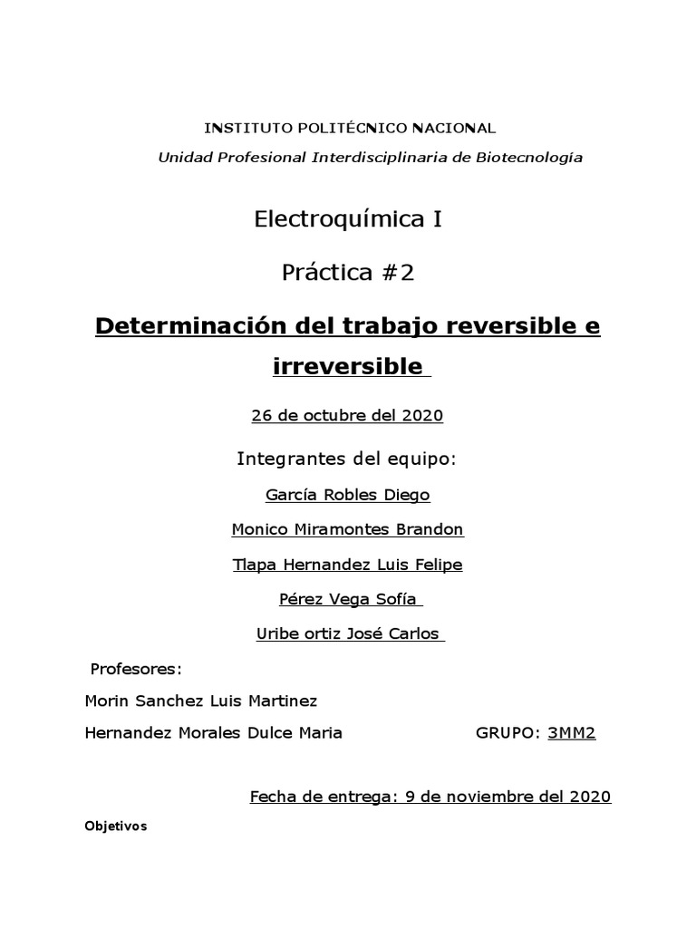 Practica 2 Electroquímica I | PDF | Gases | Termodinámica