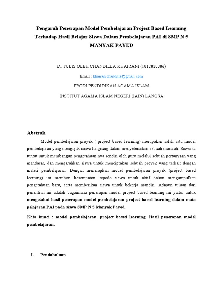 Jurnal Model Pembelajaran Pai | PDF