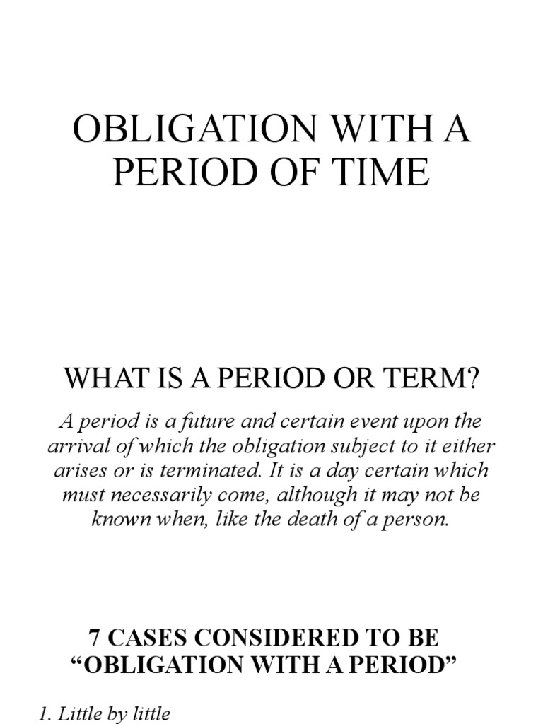 Obligation With A Period of Time | PDF | Payments | Debtor