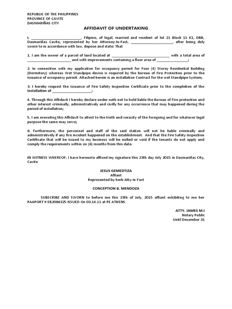Lessor Permit Affidavit Template Philippines | PDF | Social Science