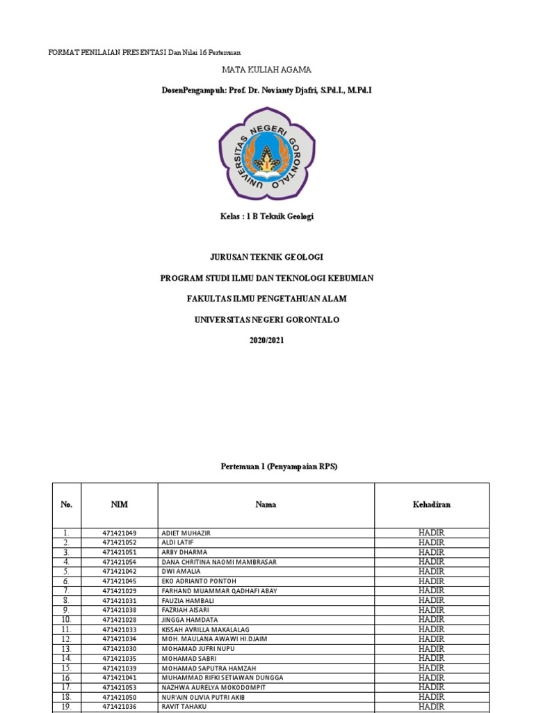 MK Agama Teknik Geologi Kelas B | PDF