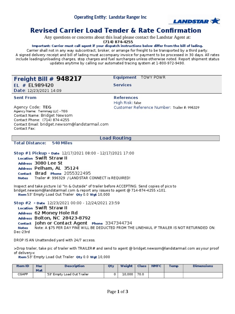 Revised Carrier Confirmation | PDF | Cargo | Supply Chain Management