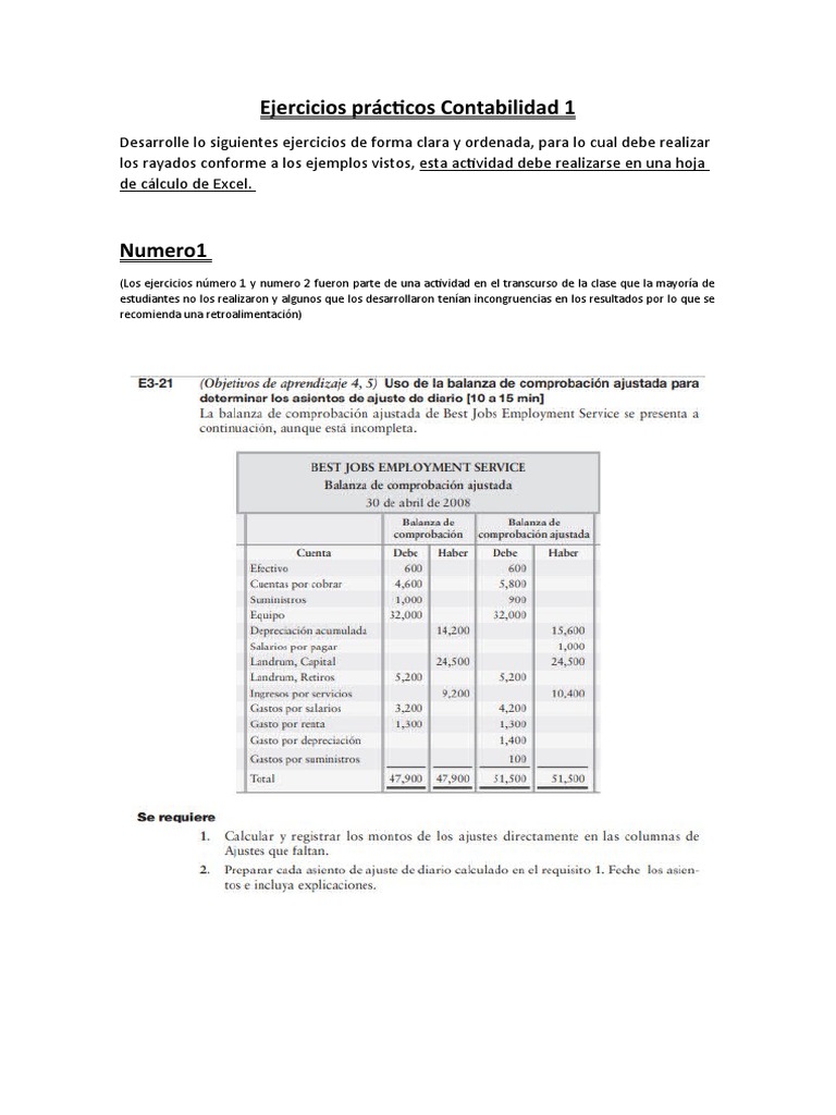 Ejercicios Prácticos Contabilidad I | PDF