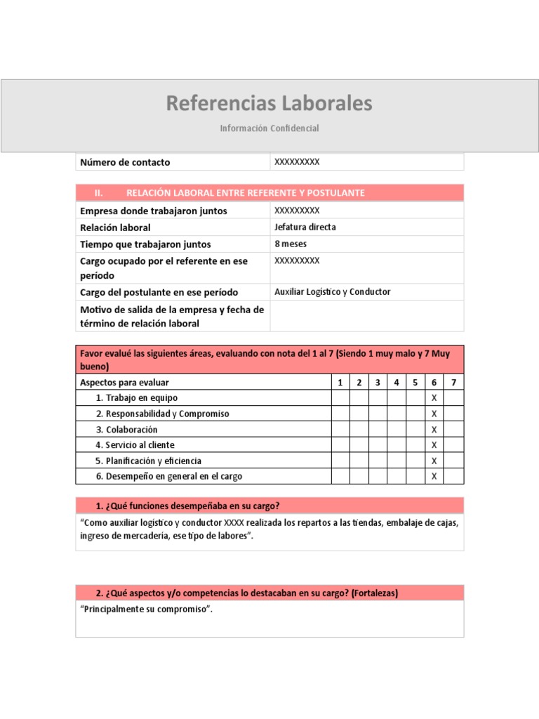 Ejemplos de Referencias Laborales | PDF