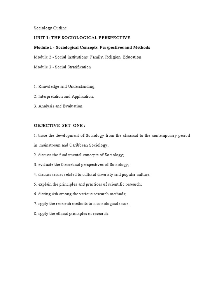 Sociology Outline - Syllabus Requirments | PDF | Sociology | Social ...