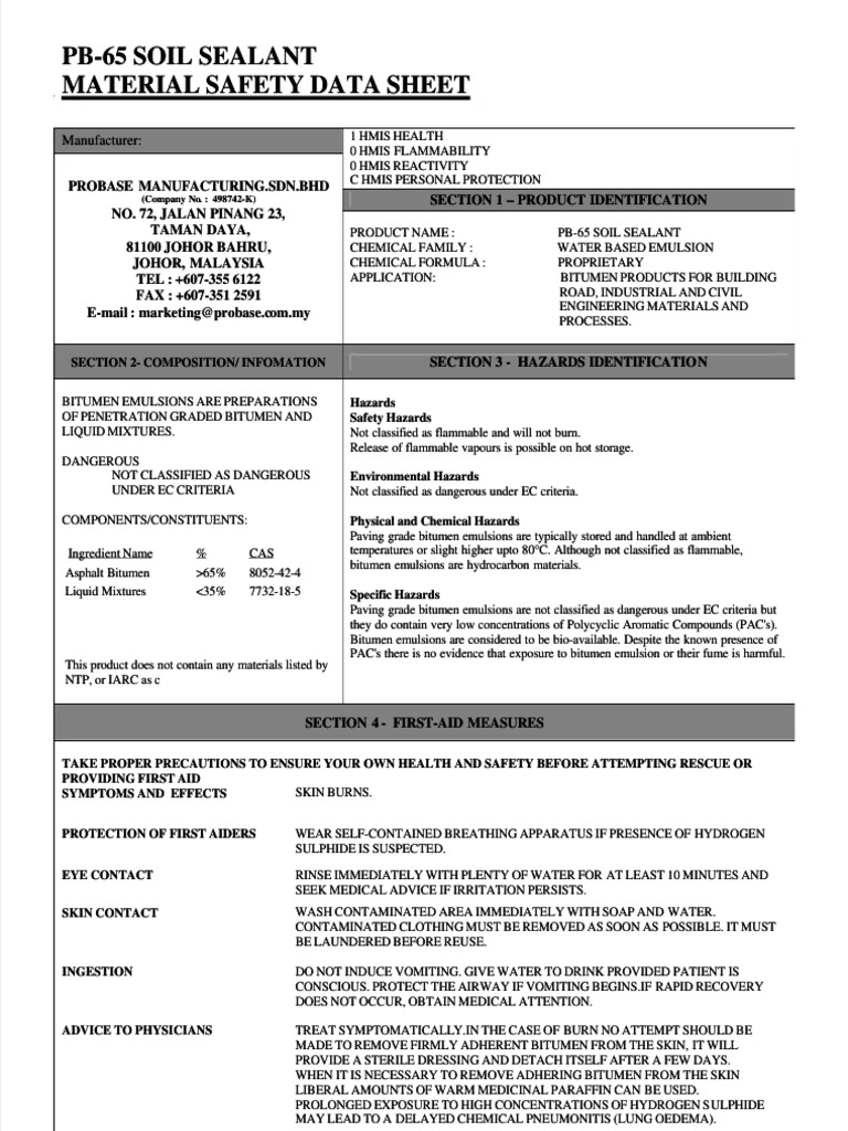 MSDS for PB and WFLLX | PDF