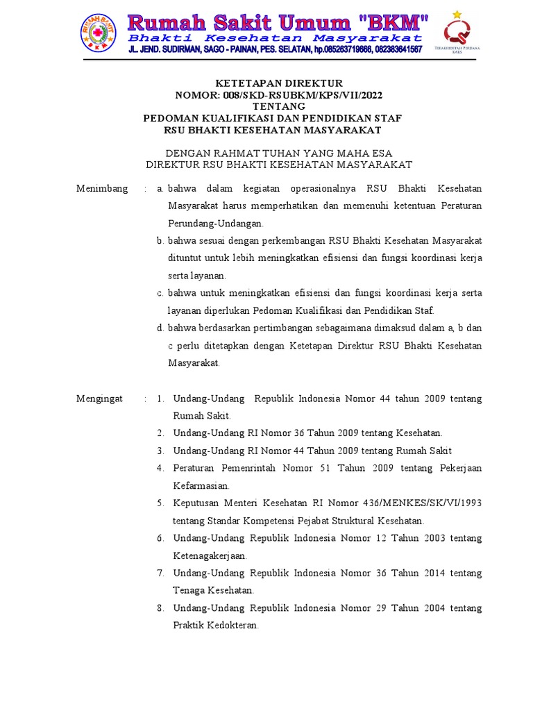 SK Dan PEDOMAN Kualifikasi Dan Pendidikan Staf | PDF