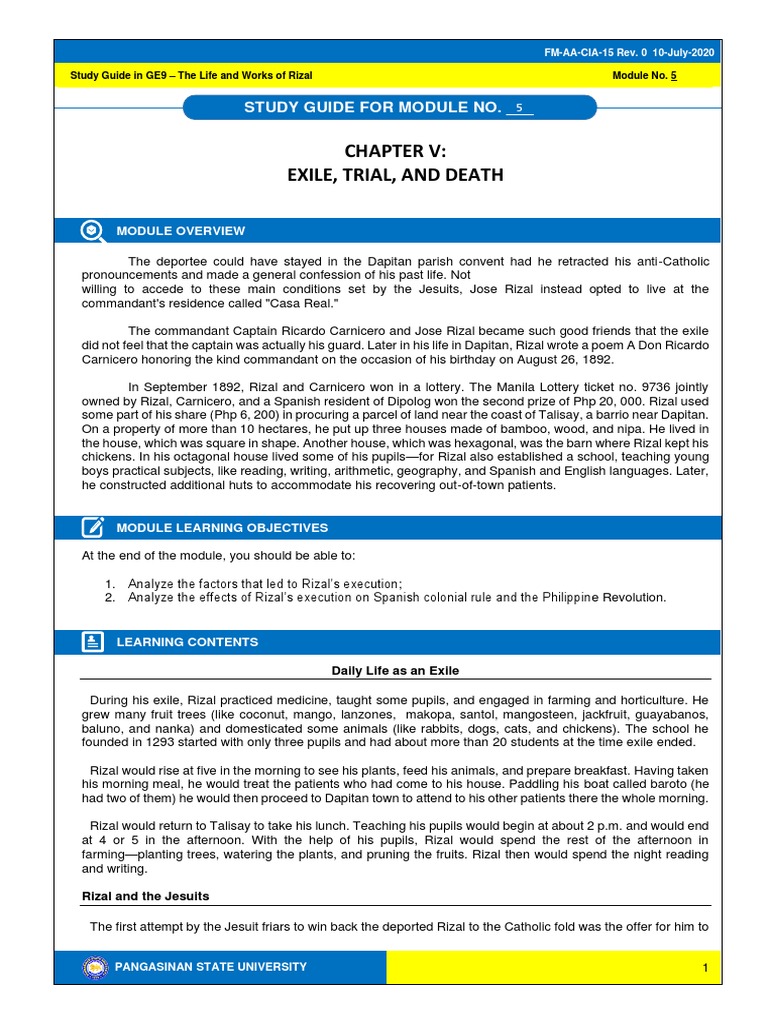 GE9 Module 5 Exile Trial and Death | PDF