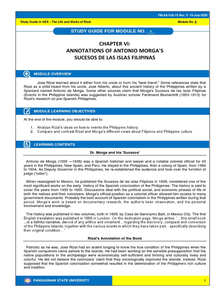 Rizal's Annotations on Morga's History | PDF | Philippines | Spanish Empire