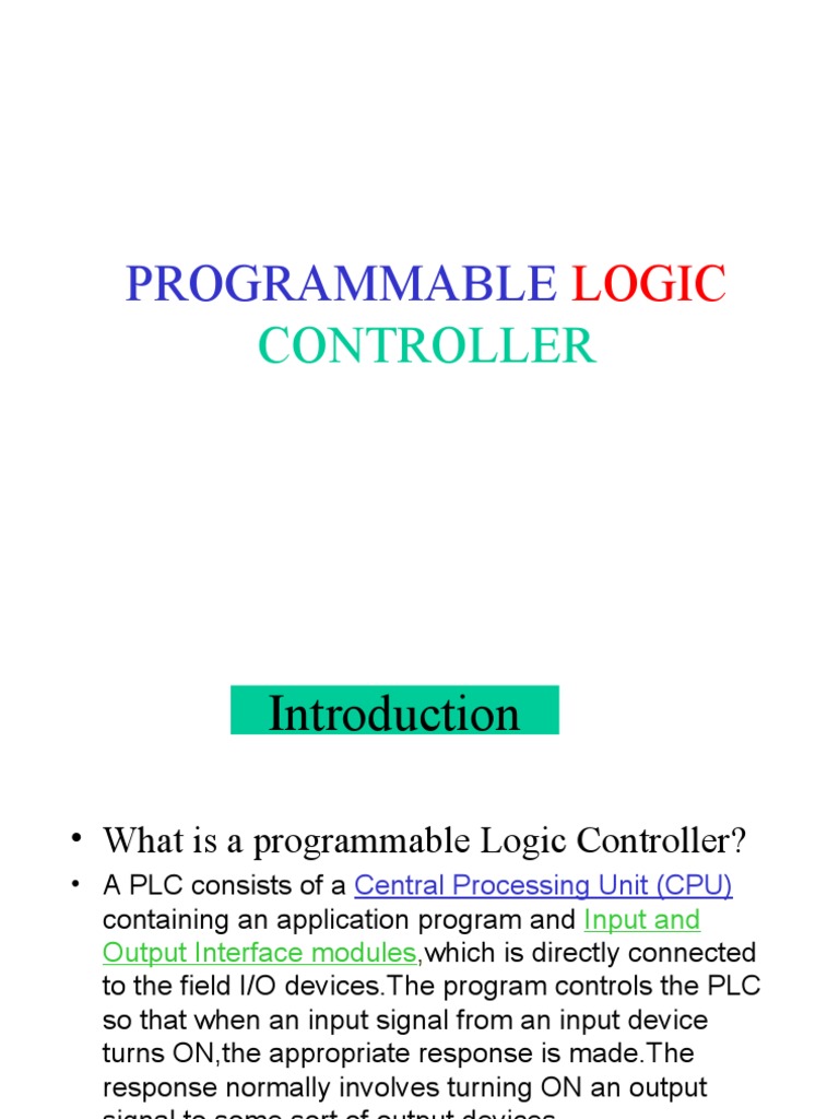 Basics of Programmable Logic Controller | PDF